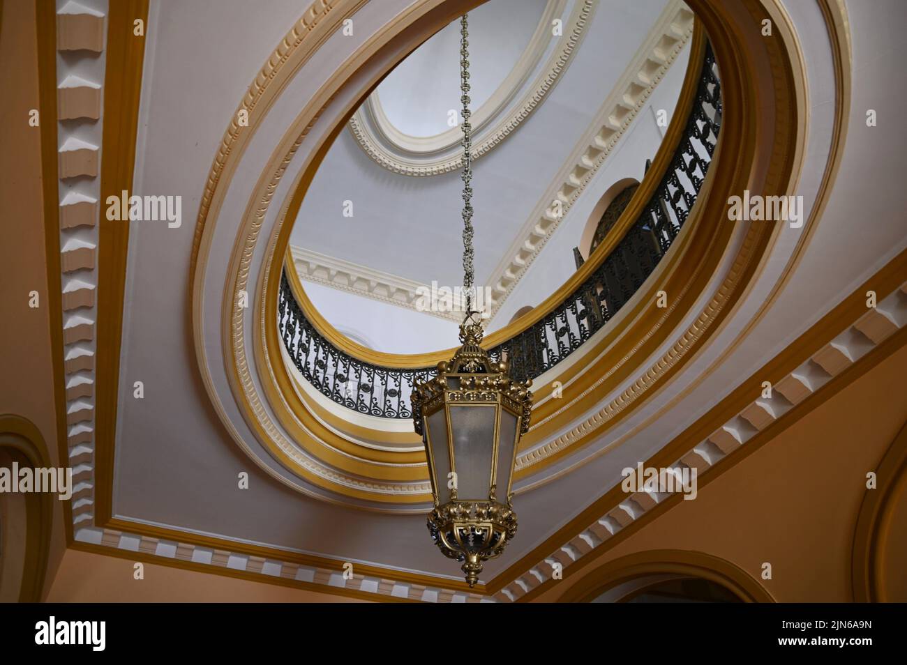 Ceiling view of the 19th century Neoclassical style mansion Villa ...