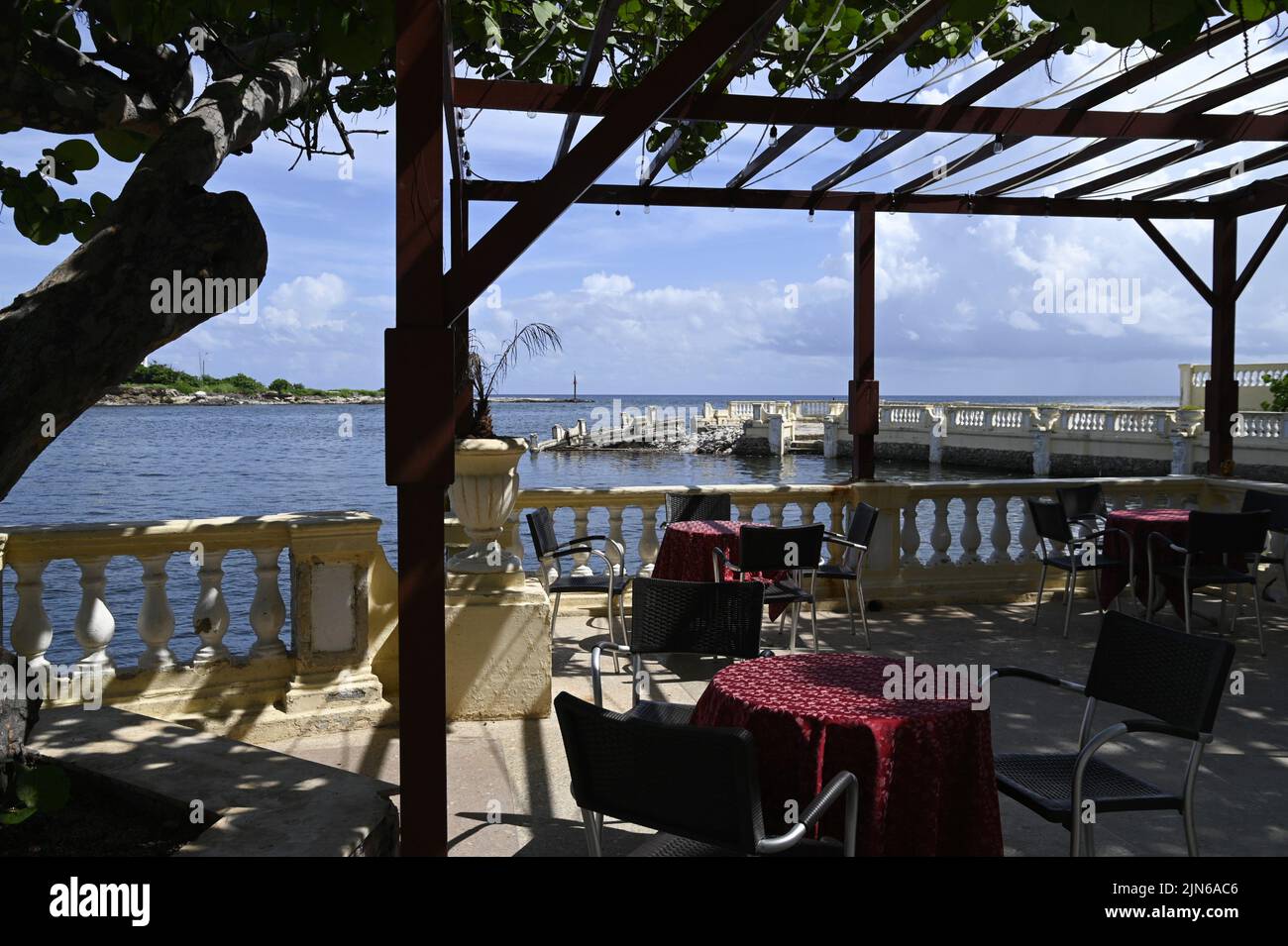 Patio view of the 19th century Neoclassical style mansion Villa Miramar ...