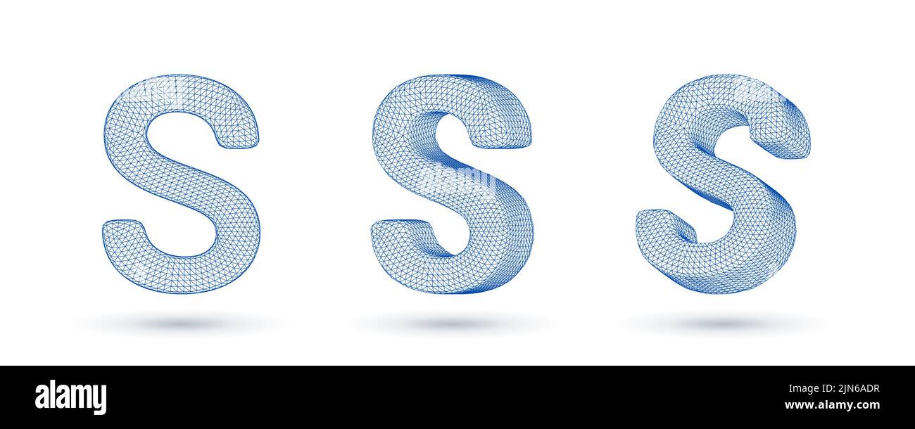 Letter s wireframe high polygonal outline low poly style vector ...