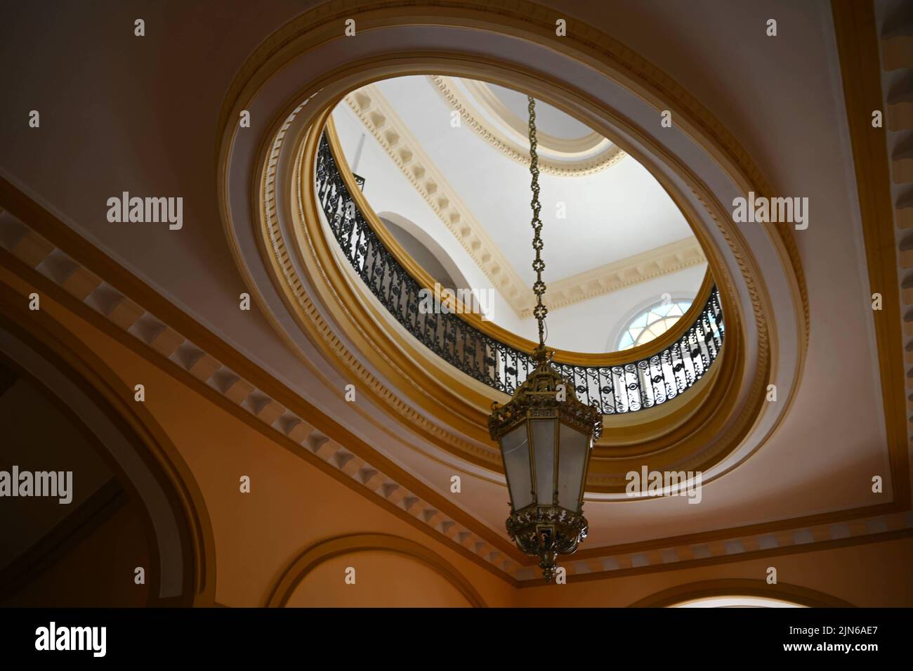 Ceiling view of the 19th century Neoclassical style mansion Villa ...