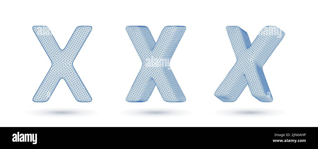 Letter x wireframe high polygonal outline low poly style vector ...