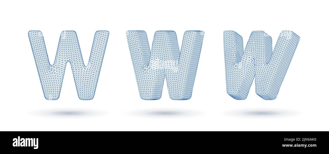 Letter w wireframe high polygonal outline low poly style vector ...