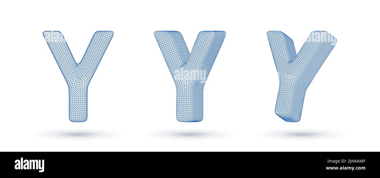 Letter y wireframe high polygonal outline low poly style vector ...