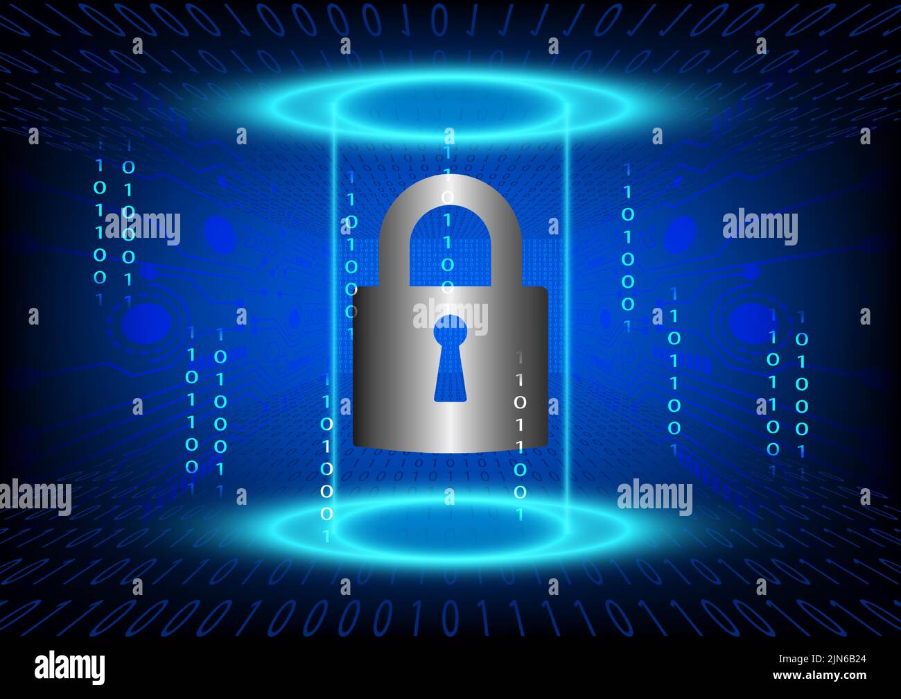 Vector illustration Hi Technology Key Hole and gears cog with binary code digital number ...