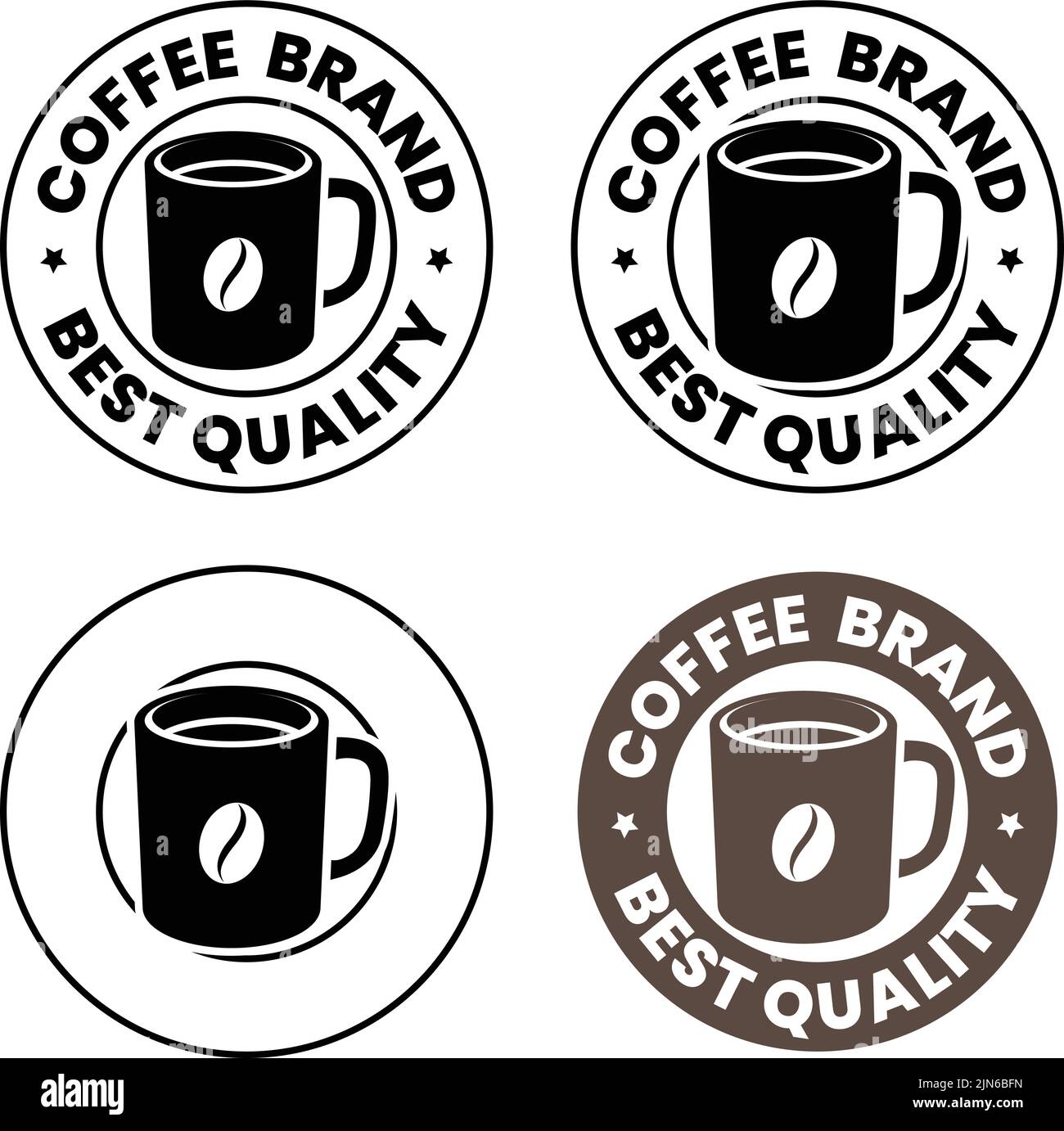 Round Coffee Mug with Coffee Bean Icons isolated on a White Background ...