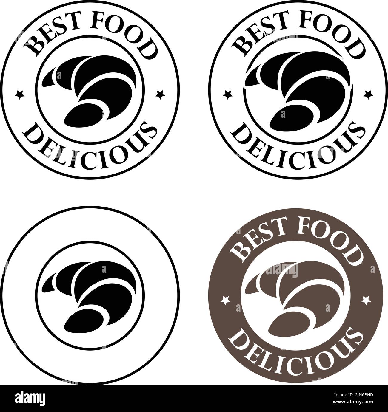 Round Croissant Icon with Text isolated on a White Background Stock ...