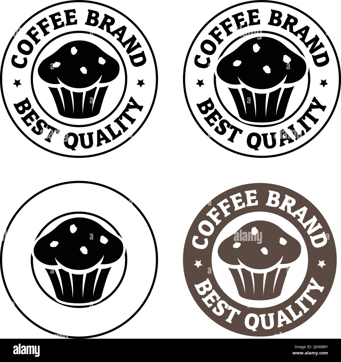 Round Muffin Icon with Text isolated on a White Background Stock Vector ...