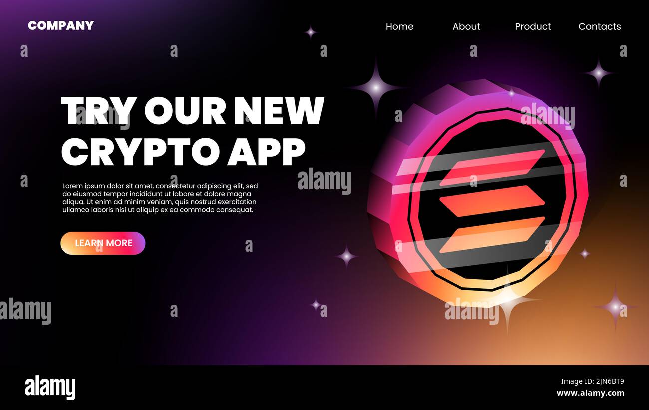 Crypto App. Gradient Website Landing Page Template. Vector illustration ...