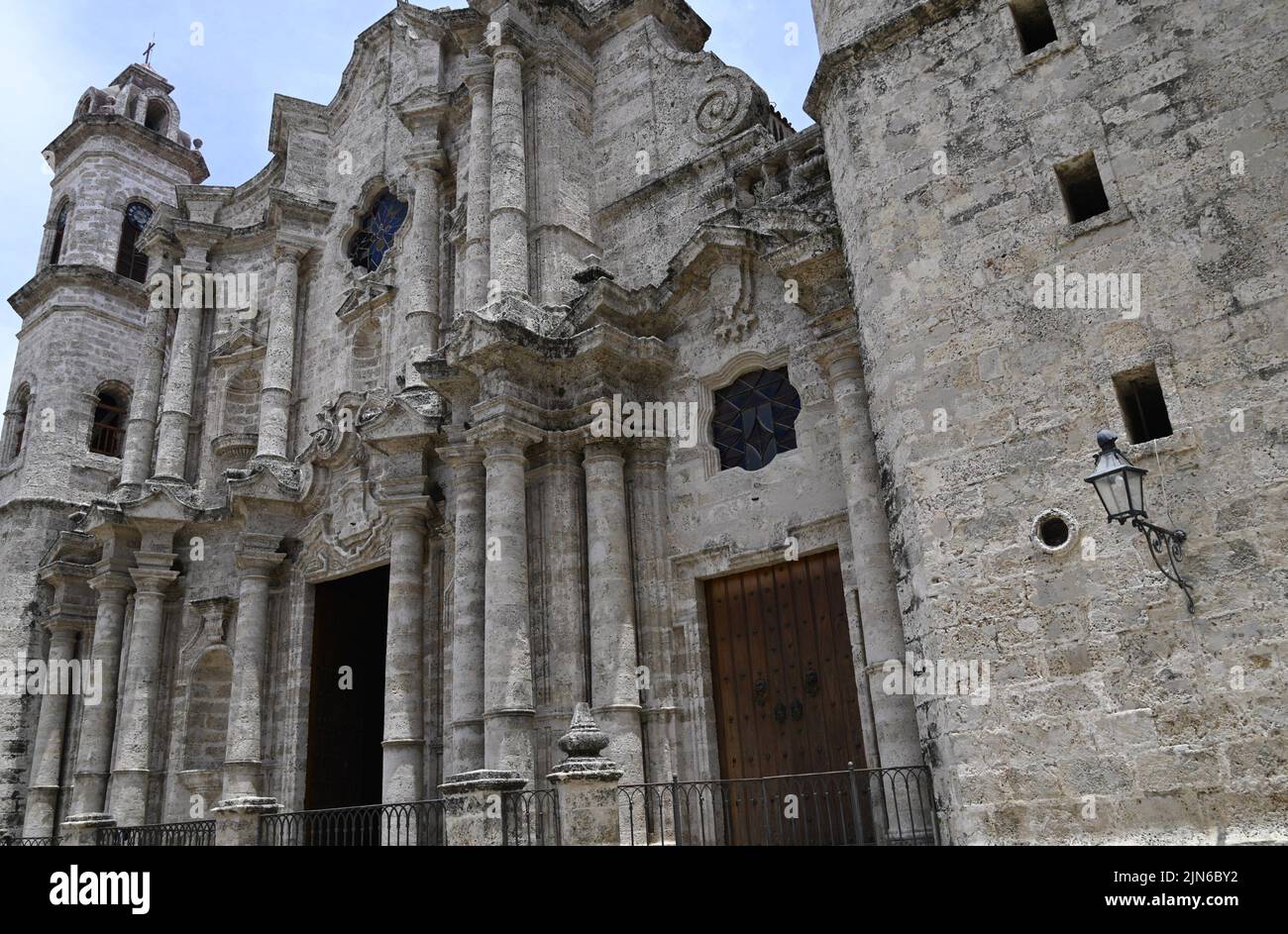Scenic exterior view of the Cuban Baroque style La Catedral de San ...