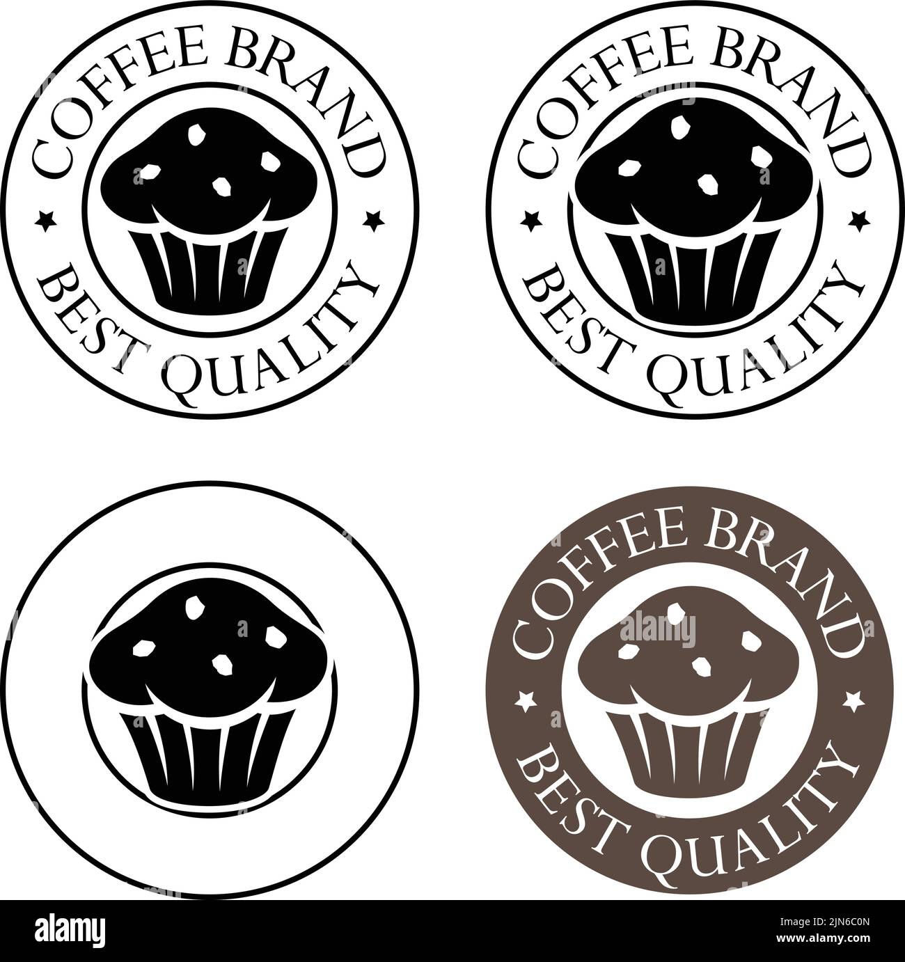 Round Muffin Icon with Text isolated on a White Background Stock Vector ...