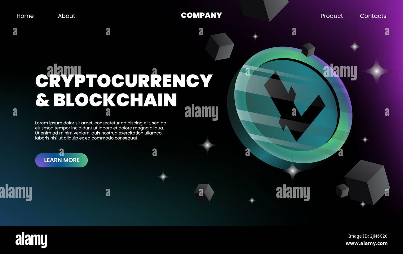 Cryptocurrency and Blockchain Website Banner. Landing Page Template. Vector illustration Stock ...