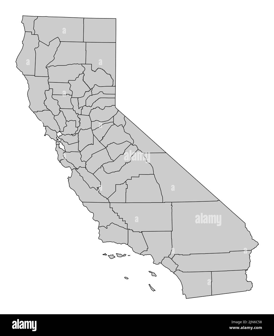 California State divided in counties. Isolated map on white background ...