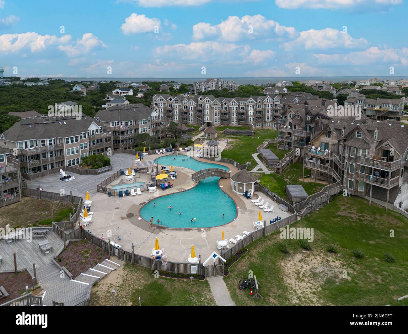 An aerial view of swimming pool in Resort NC Duck Stock Photo - Alamy
