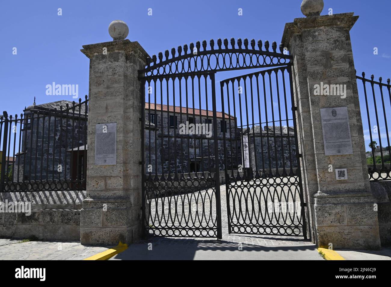 Scenic main entrance gate view of Castillo de la Real Fuerza a historic ...