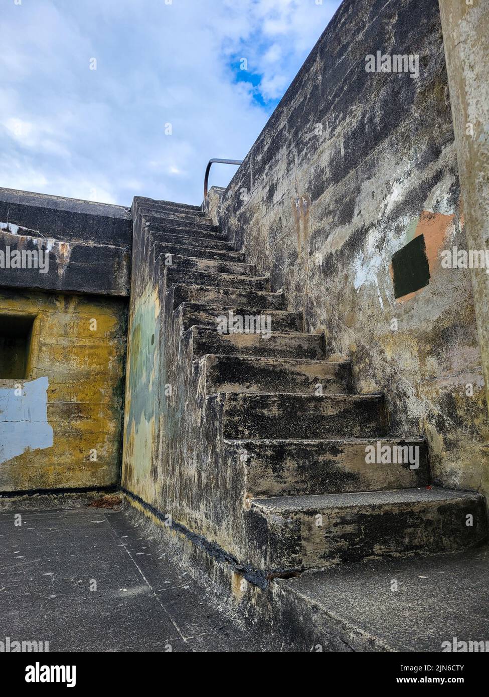 The old staircase in Fort Worden Historical State Park. Washington ...