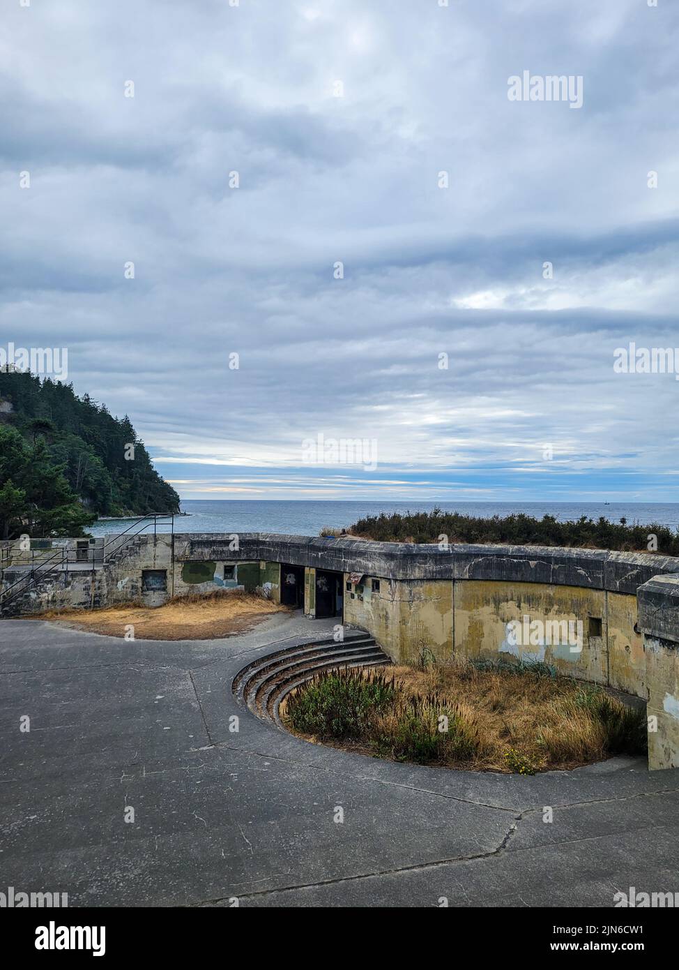 A vertical shot of Fort Worden Artillery Battery. Washington State ...