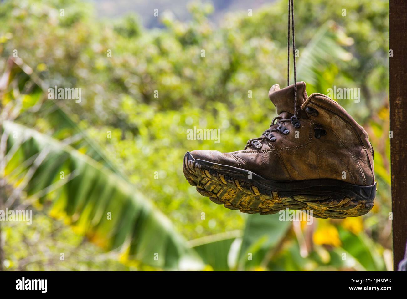 Hanging trail boot Stock Photo - Alamy