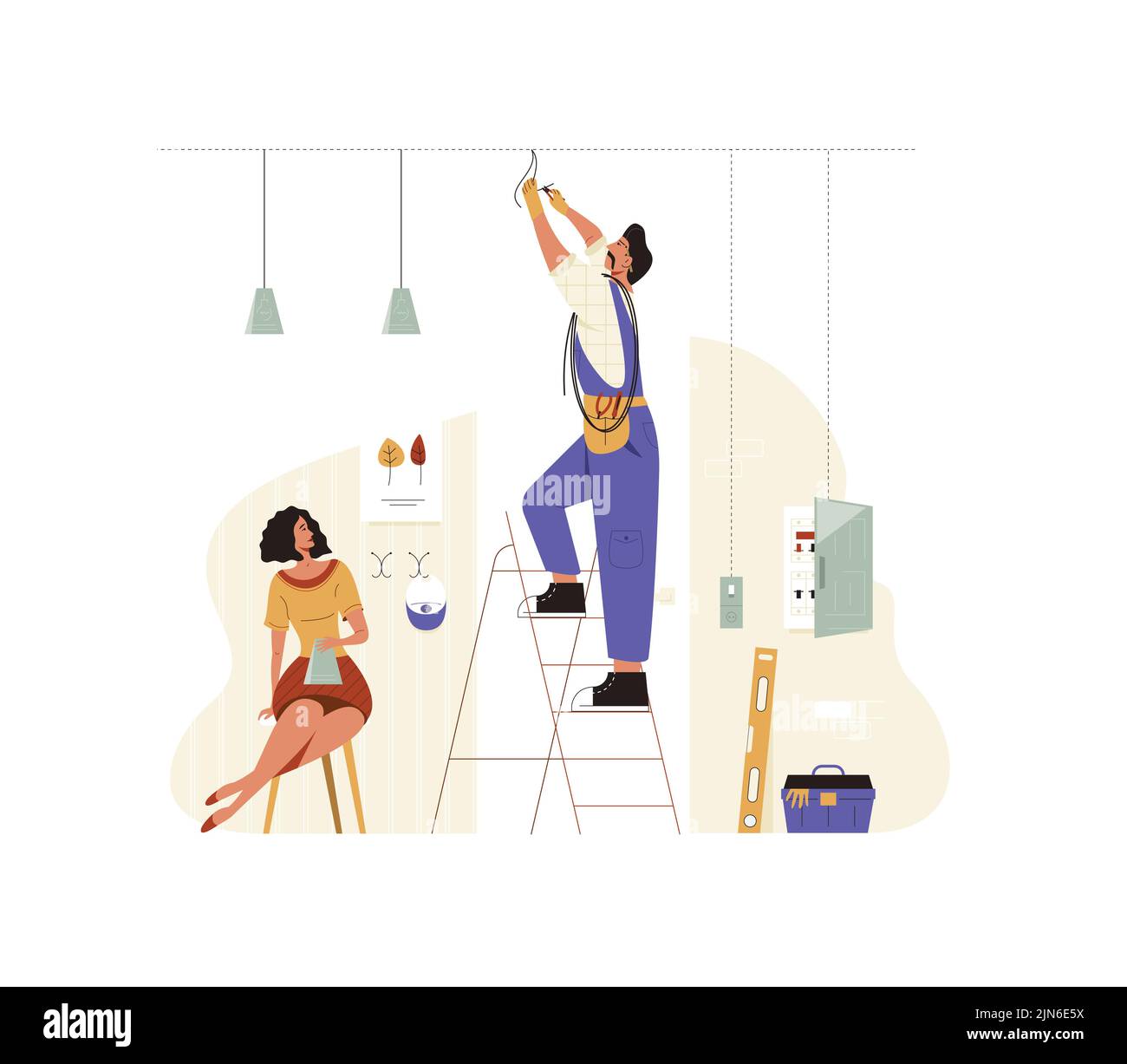 Husband helps wife Stock Vector Images - Alamy