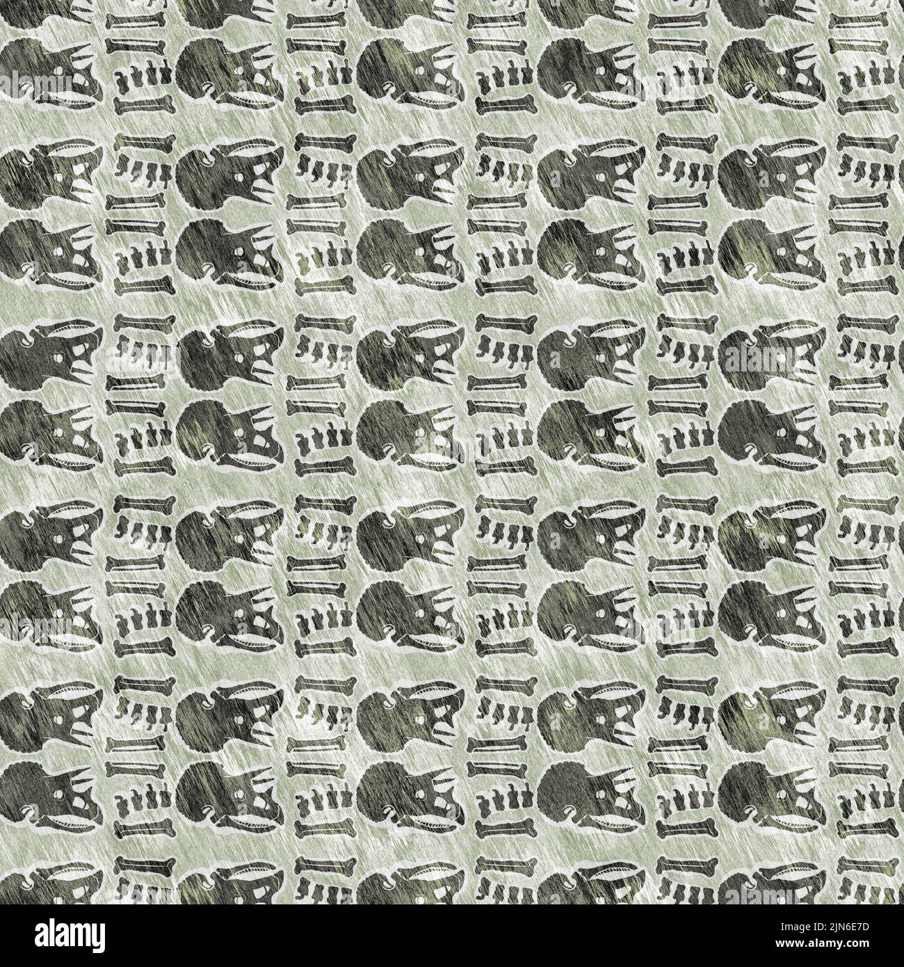 Hand drawn triceratops fossil bones dinosaur seamless pattern. Gender ...