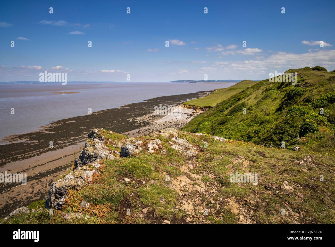 Looking east along the rocky shoreline of Sand Point on the Bristol ...