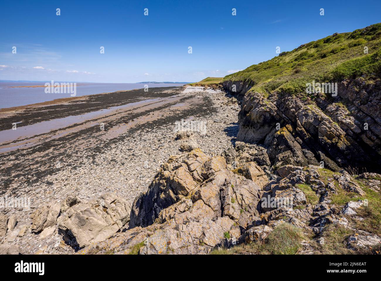 The rocky northern shoreline of Sand Point on the Bristol Channel ...