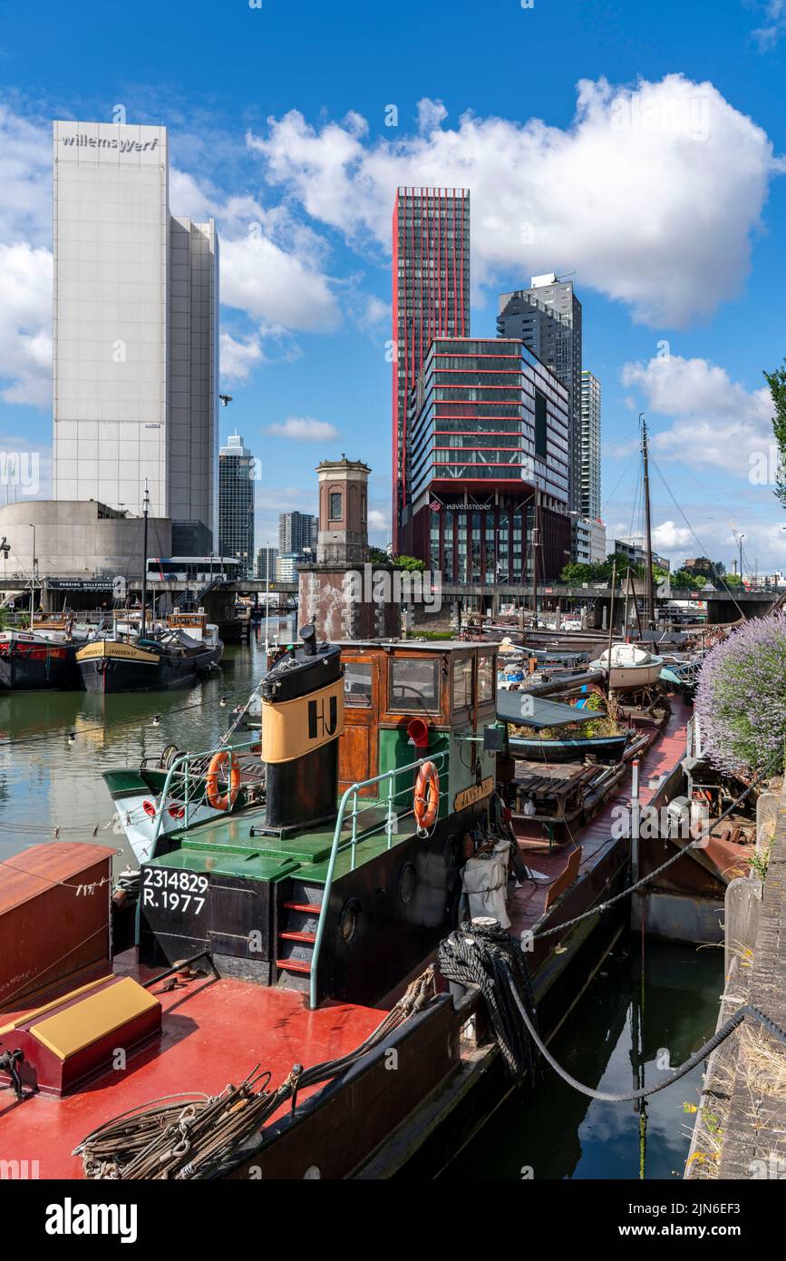 Rotterdam city centre, Oudehaven, historic harbour, historic ships ...