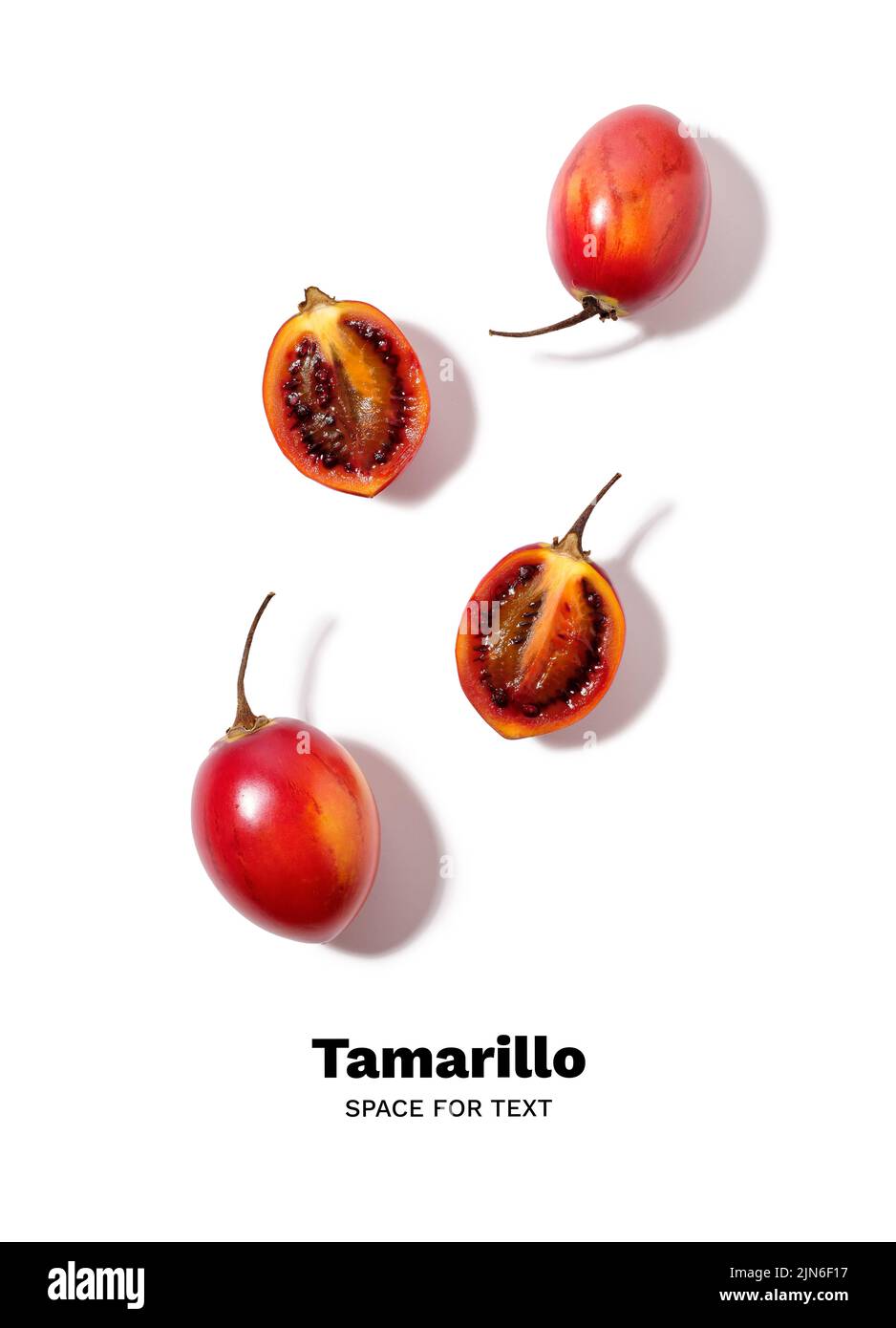 Creative layout with tamarillo fruits isolated on white background ...