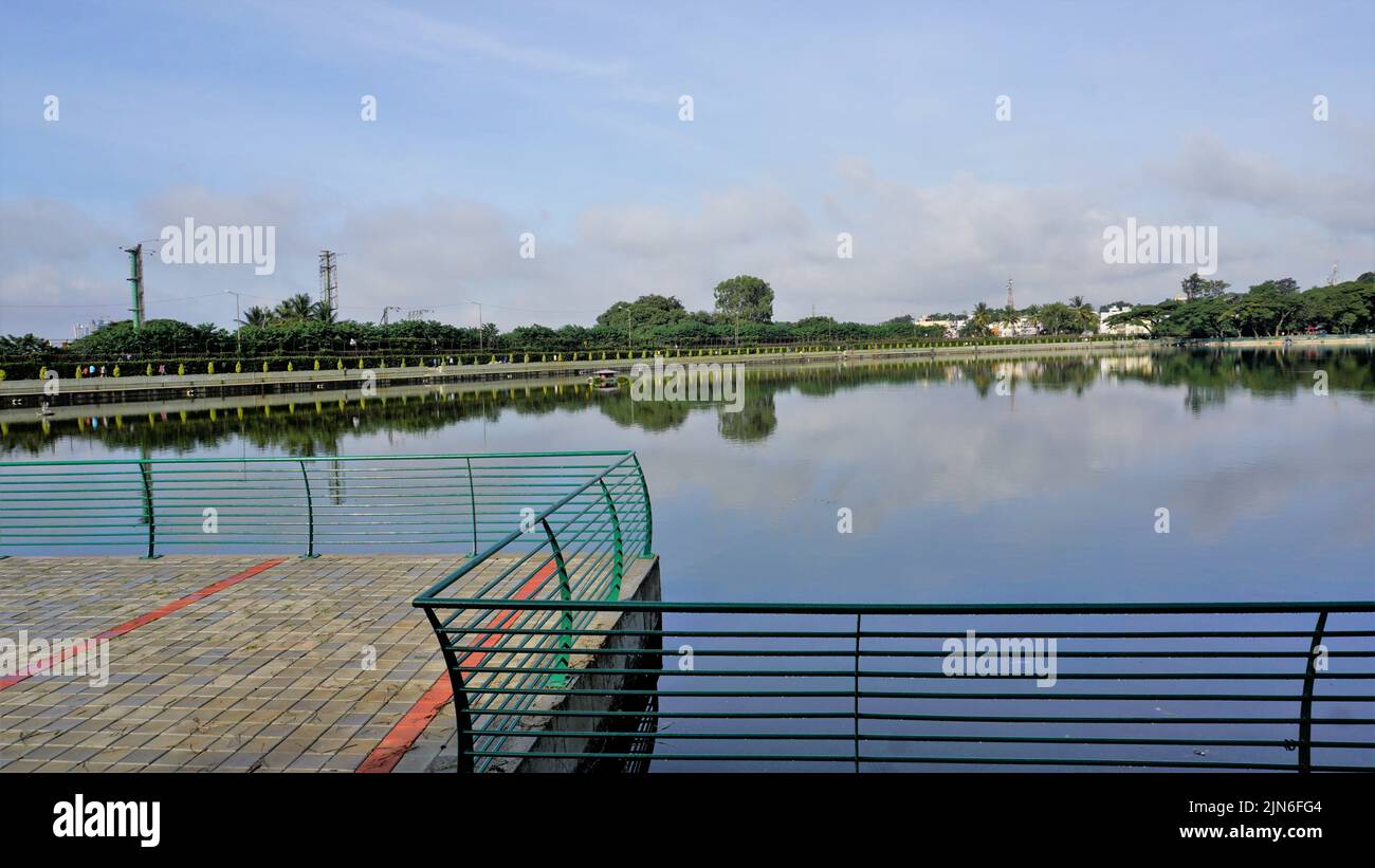 Beautiful view of Sankey tank lake. A manmade lake constructed by Col ...