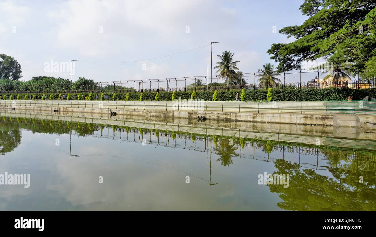 Beautiful view of Sankey tank lake. A manmade lake constructed by Col ...