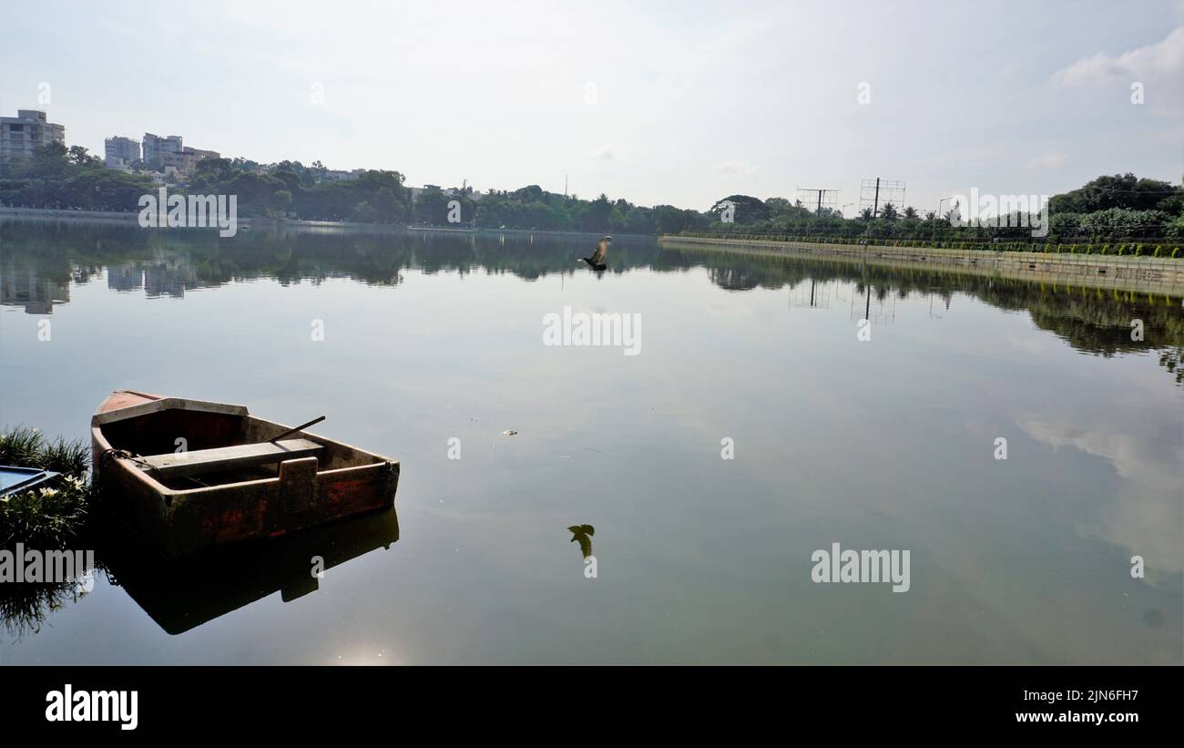 Beautiful view of Sankey tank lake. A manmade lake constructed by Col ...
