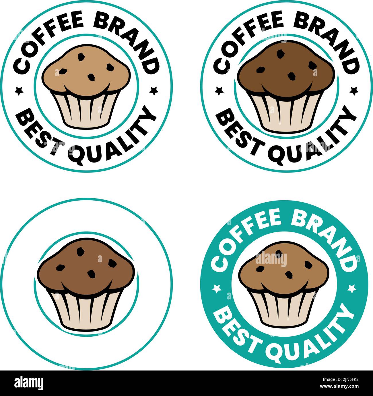 Round Muffin Icon with Text isolated on a White Background Stock Vector ...