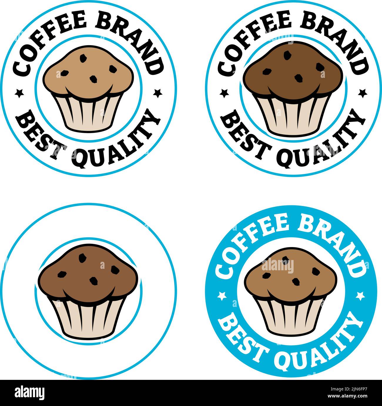 Round Muffin Icon with Text isolated on a White Background Stock Vector ...