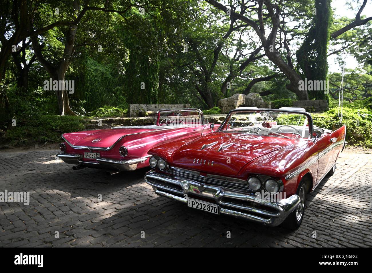 Vintage red 1959 Chrysler DeSoto Fireflite Convertible with polished ...