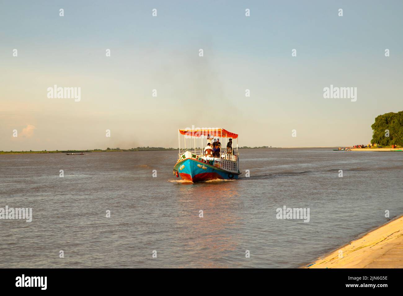 12 July 2022 Traditional Travel Boat in Padma river - Bangladesh Stock ...