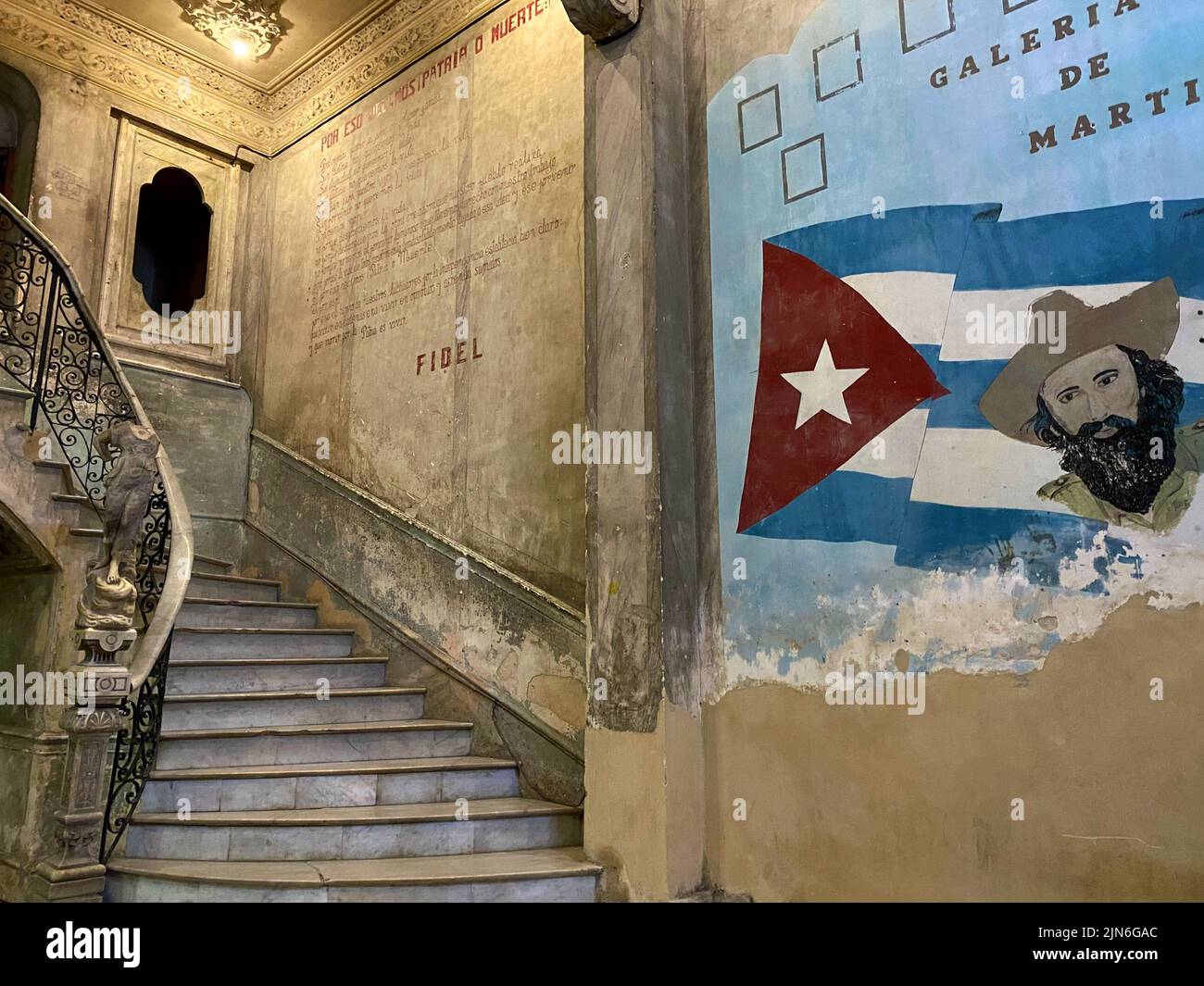 Scenic view of the interior and the palatial marble stairway of "La ...