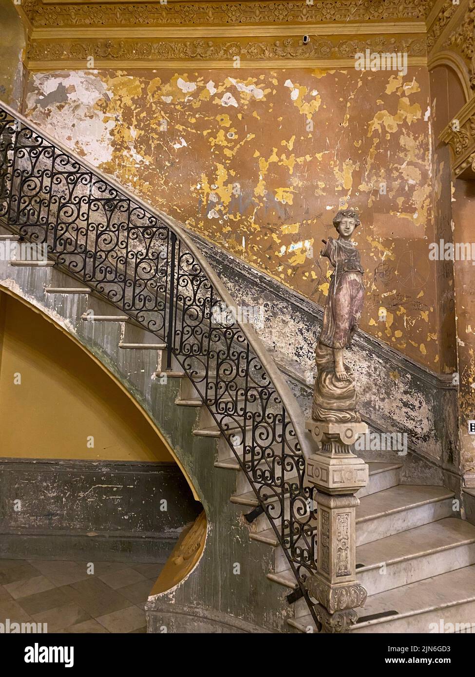 Scenic view of the interior and the palatial marble stairway of "La ...