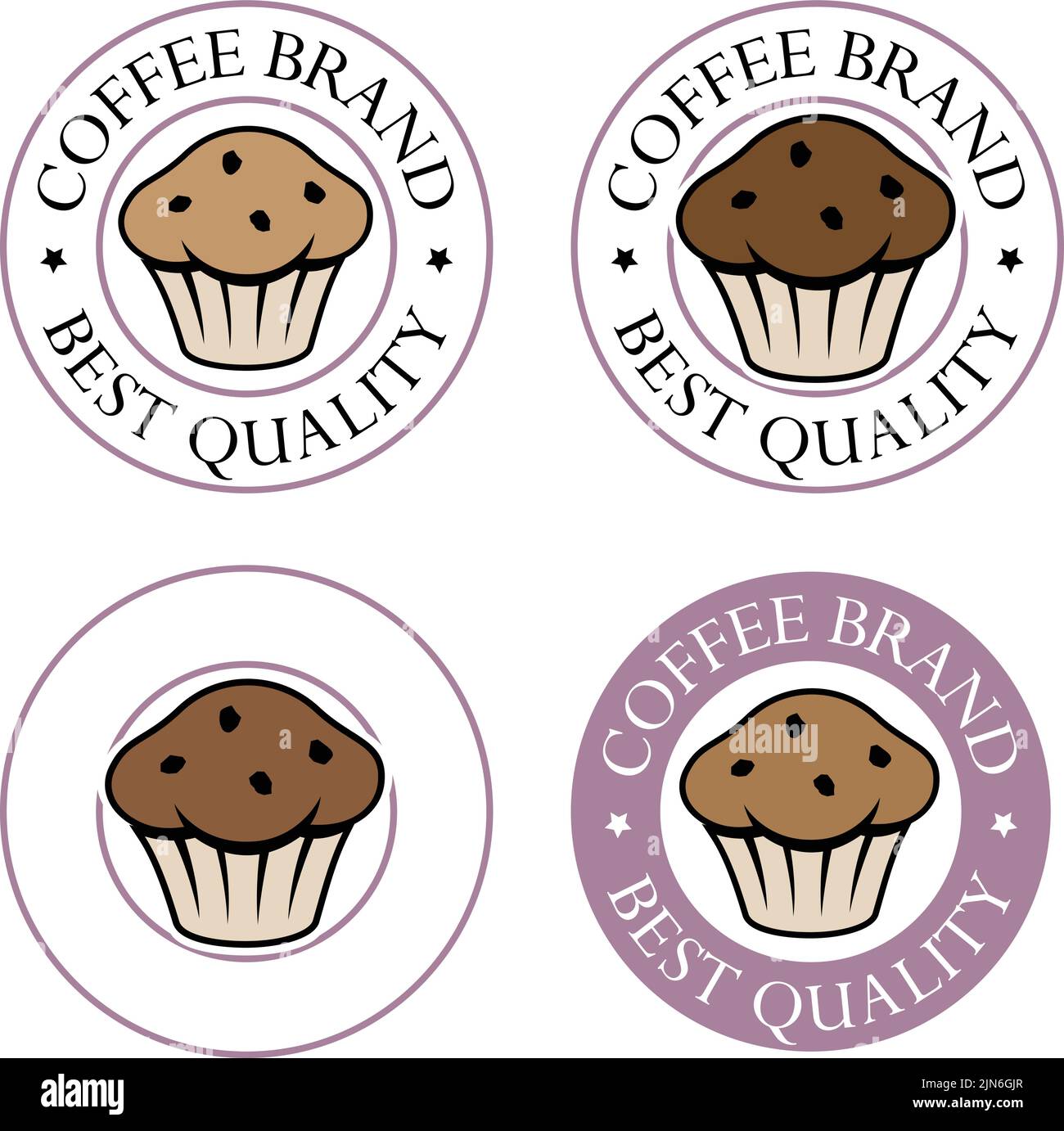 Round Muffin Icon with Text isolated on a White Background Stock Vector ...