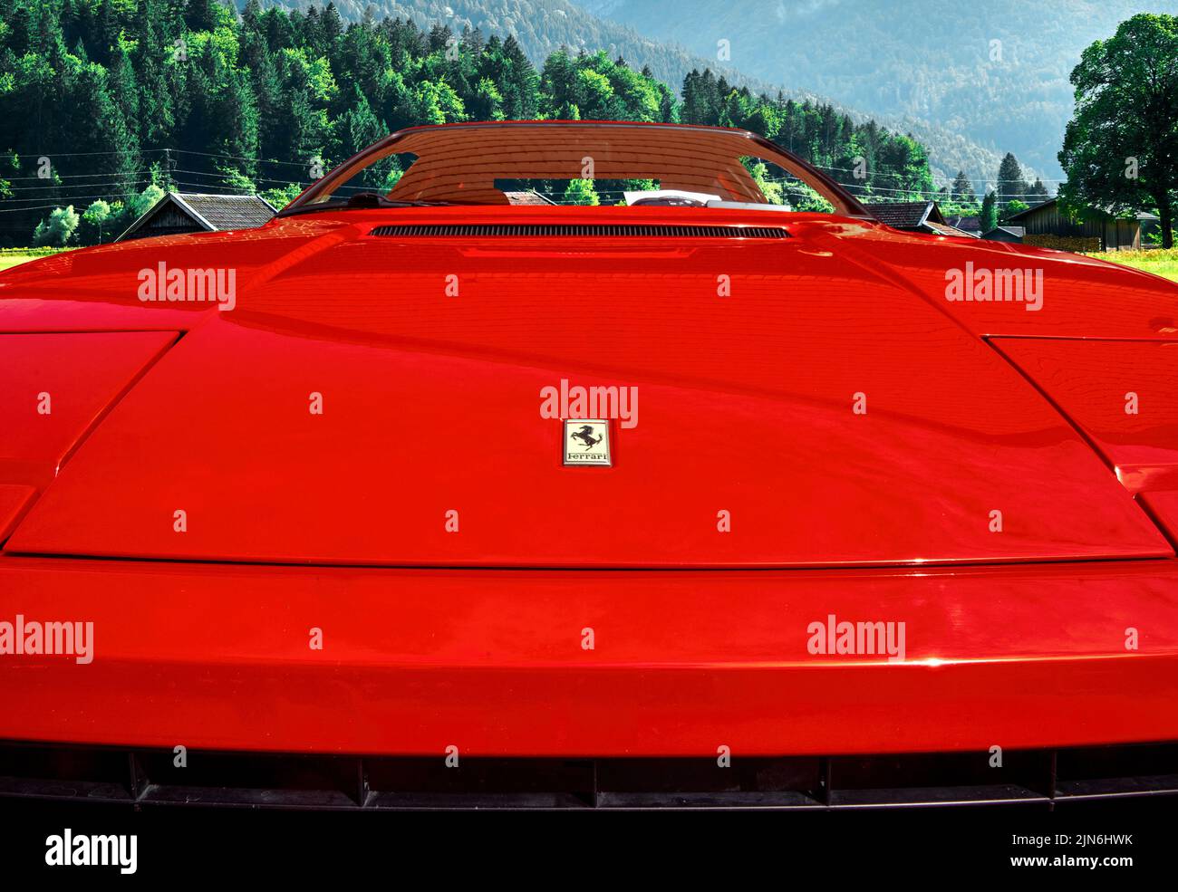 Ferrari sports car hood of the red exclusive luxury sports car from ...