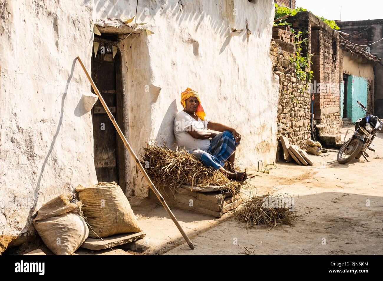 Adult man Sitting Look Worried Bhabua Bihar India Stock Photo - Alamy
