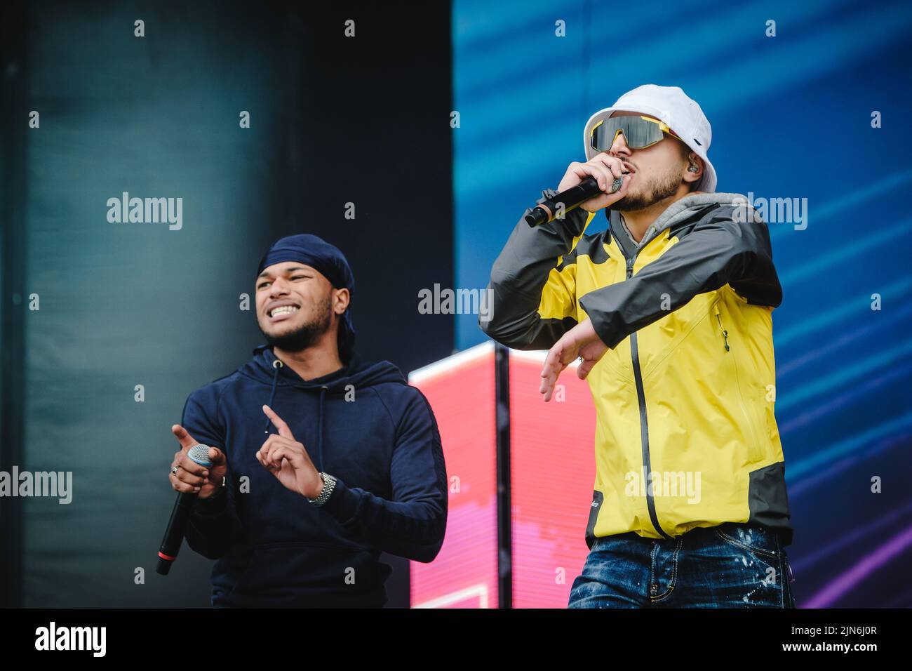Stockholm, Sweden. 02nd, July 2022. The Swedish rapper A36 (R) performs ...