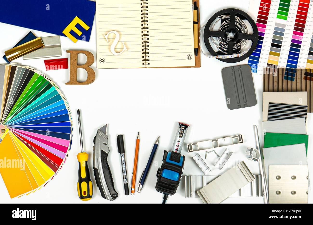 Outdoor advertising agency tools, accessories and material samples ...