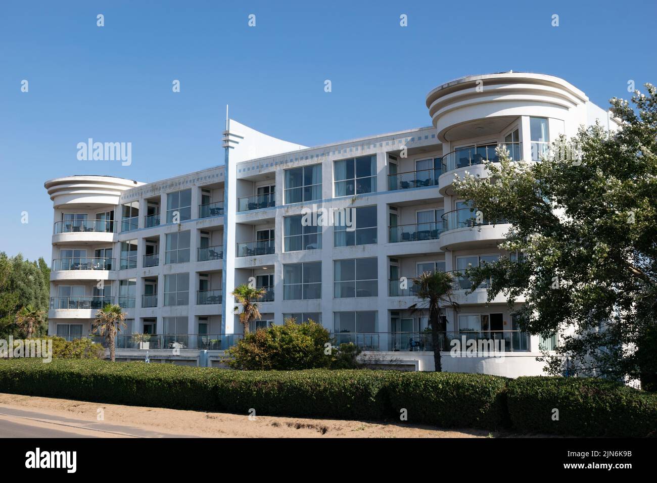 Art Deco Blue Sky apartment block. Butlins holiday camp, Minehead ...