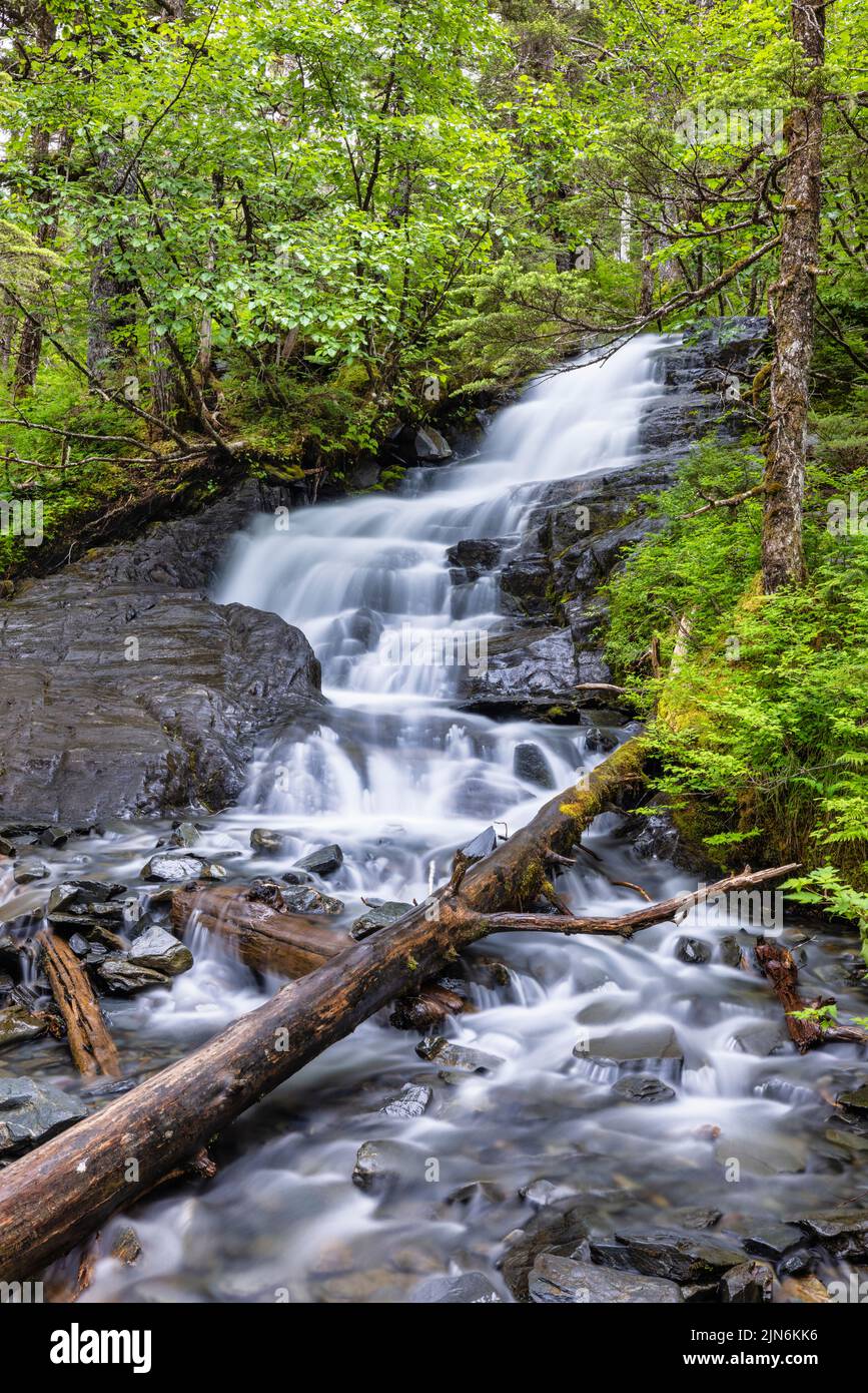 Waterfall in Chugach National Forest in Southcentral Alaska Stock Photo ...