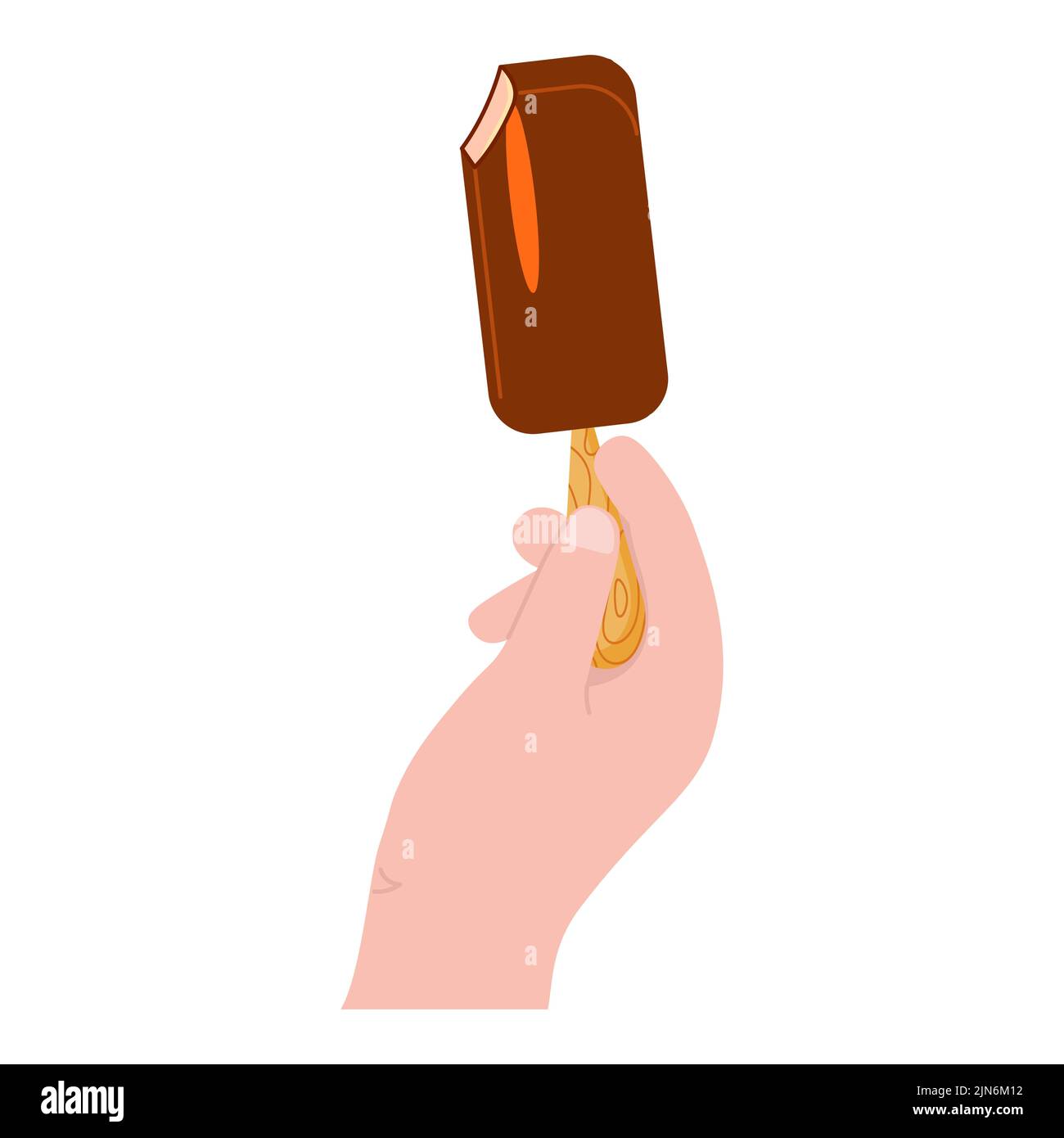 Human hand holds delicious chocolate popsicle isolated on white ...
