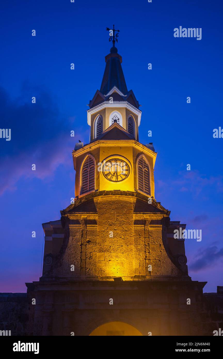 Popular Clock Tower, entrance to the walled old city of Cartagena de ...