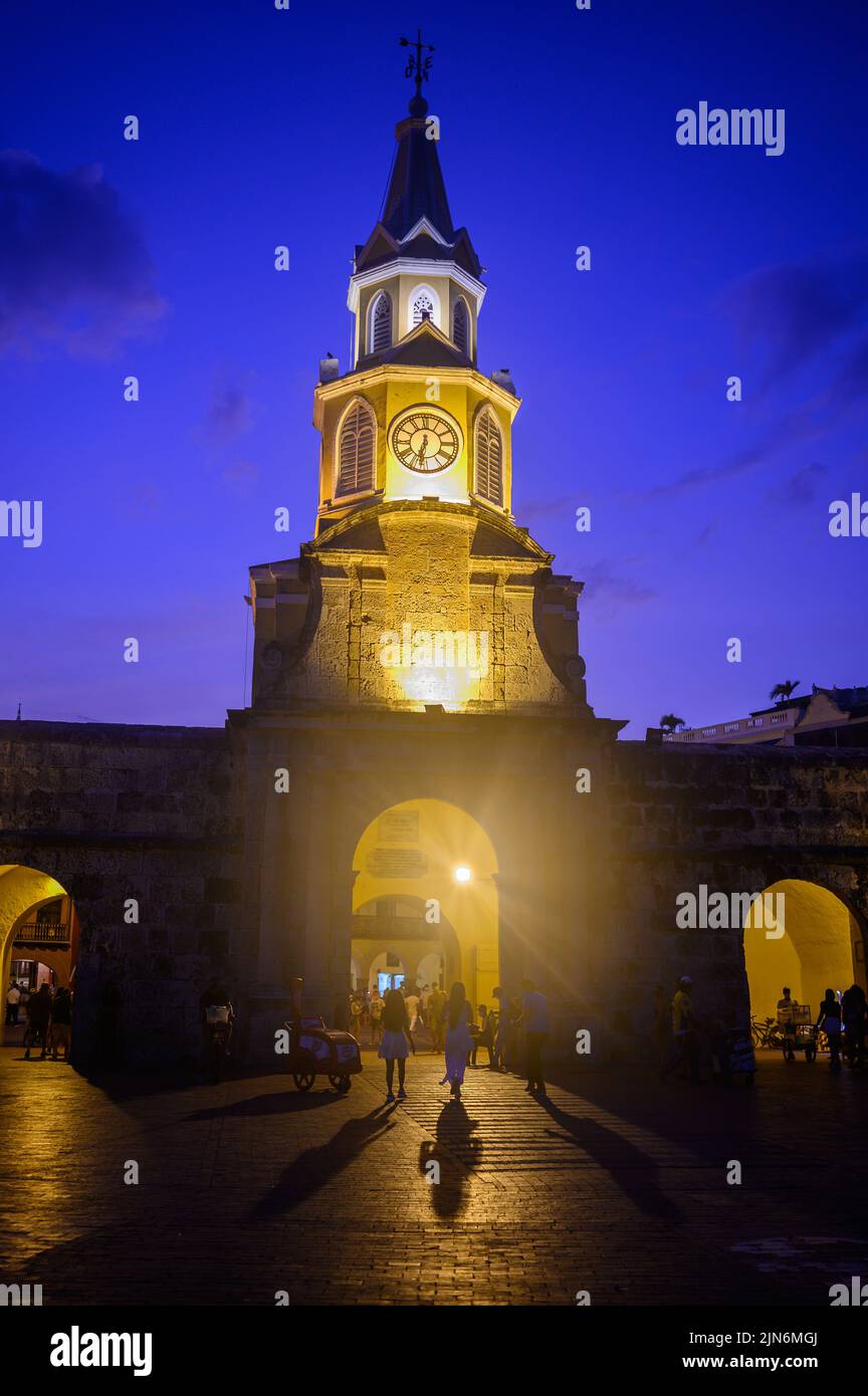 Popular Clock Tower, entrance to the walled old city of Cartagena de ...