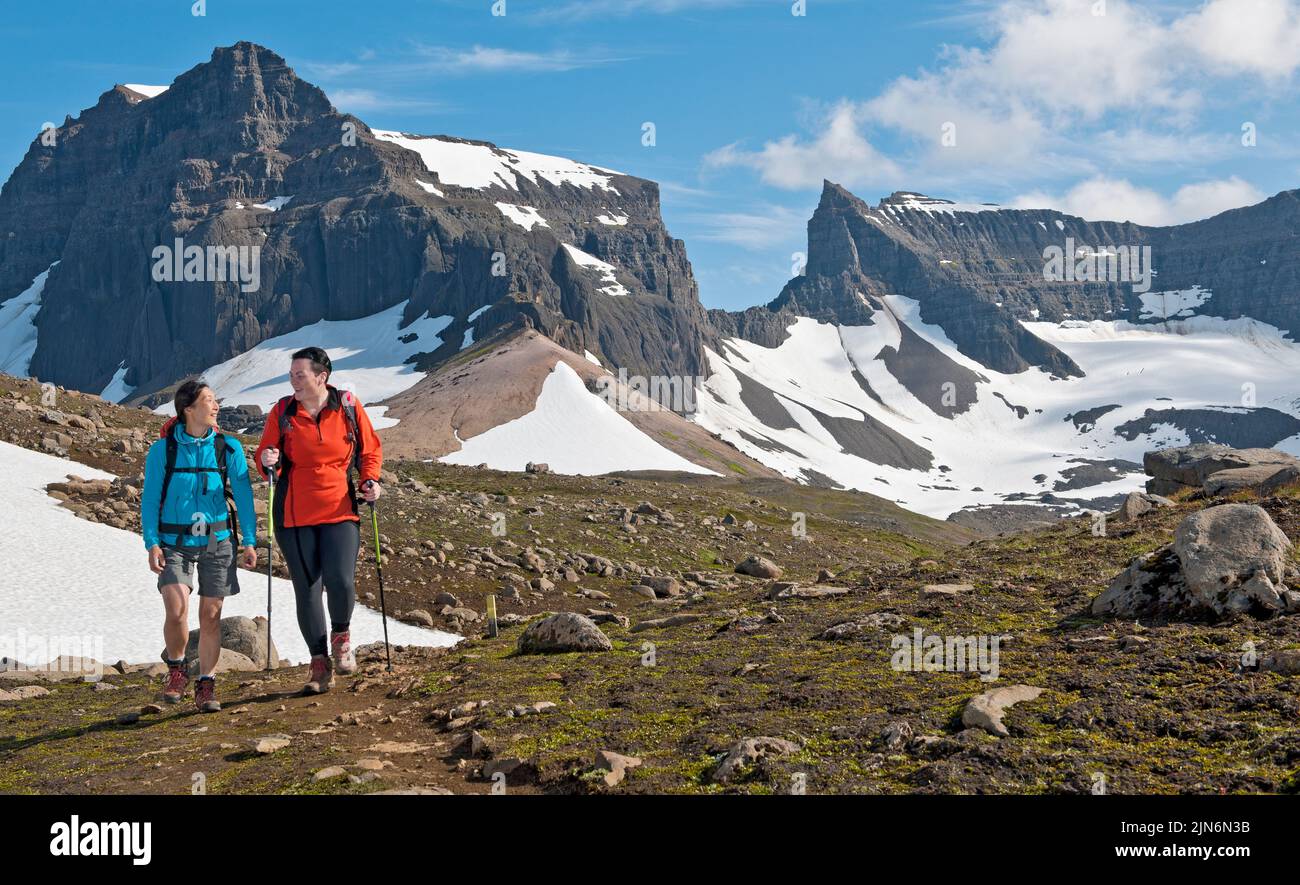 Hiking in the remote eastern fjords of Iceland Stock Photo - Alamy