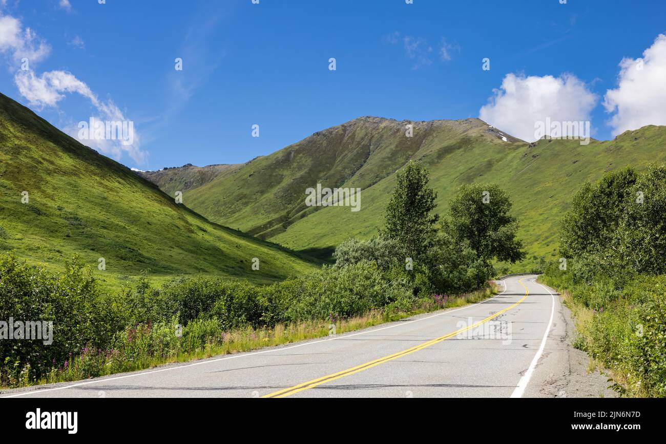 Hatcher Pass Road ascends into the alpine of Hatcher Pass and the ...