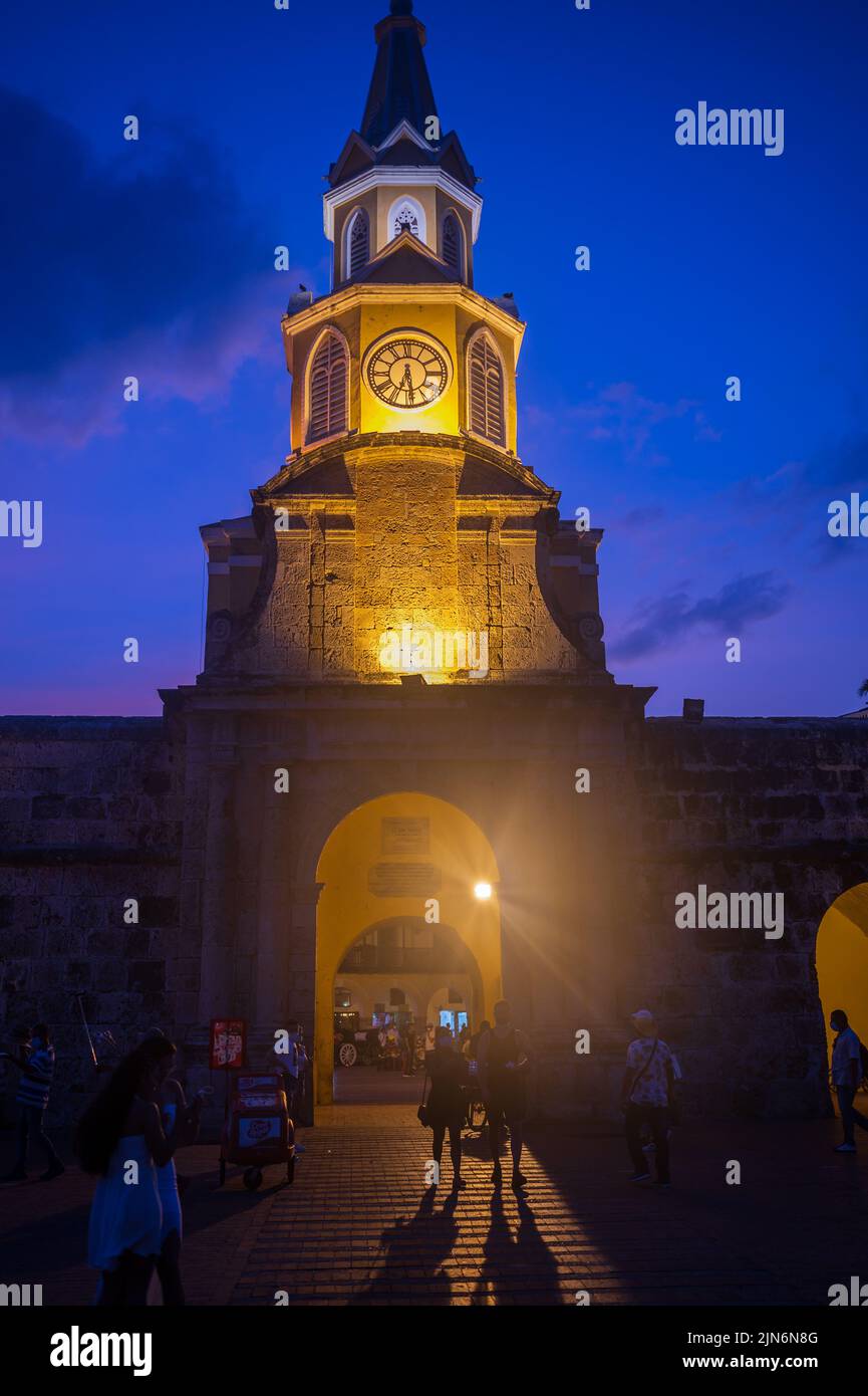 Popular Clock Tower, entrance to the walled old city of Cartagena de ...