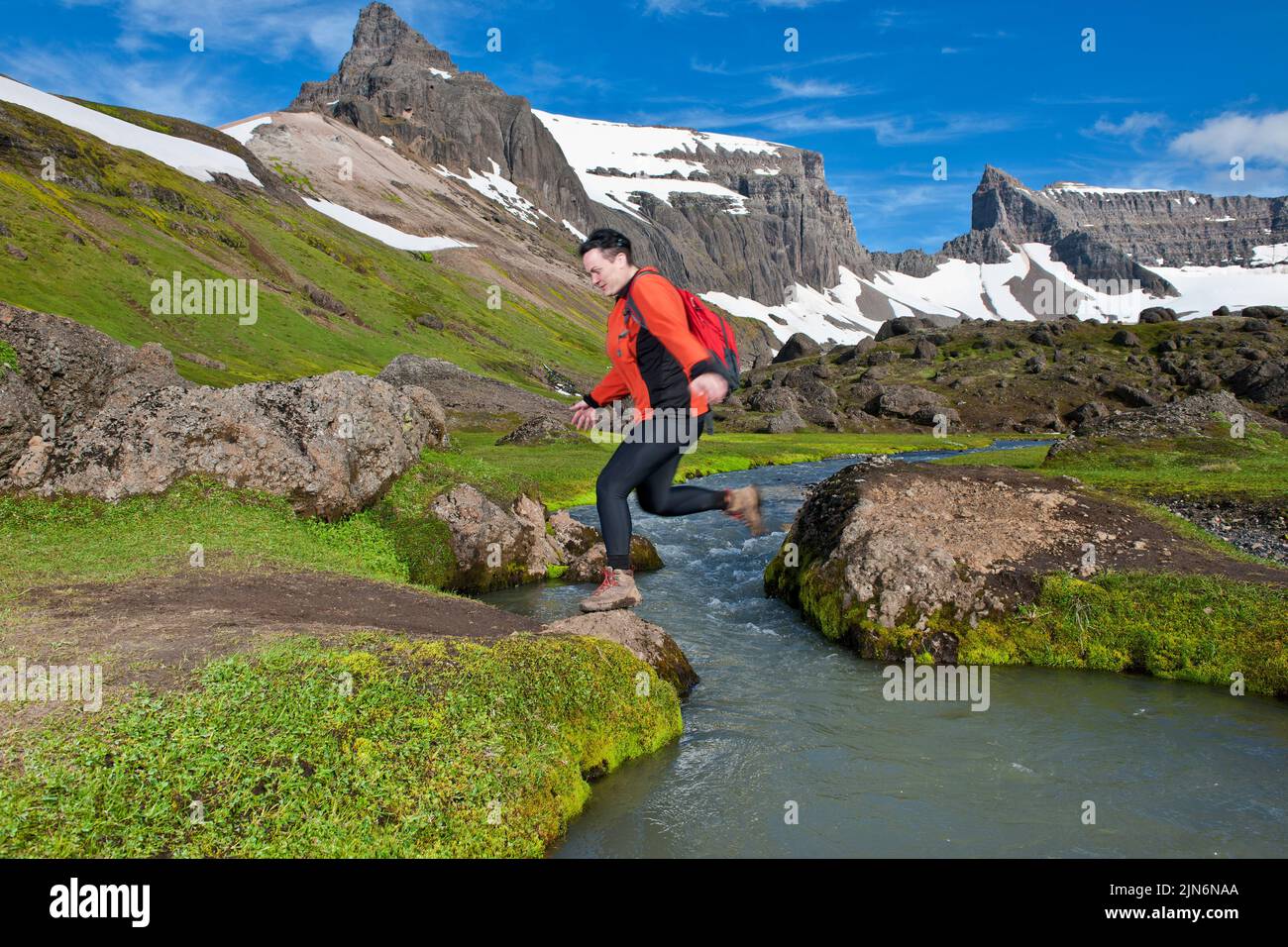 Hiking in the remote eastern fjords of Iceland Stock Photo - Alamy